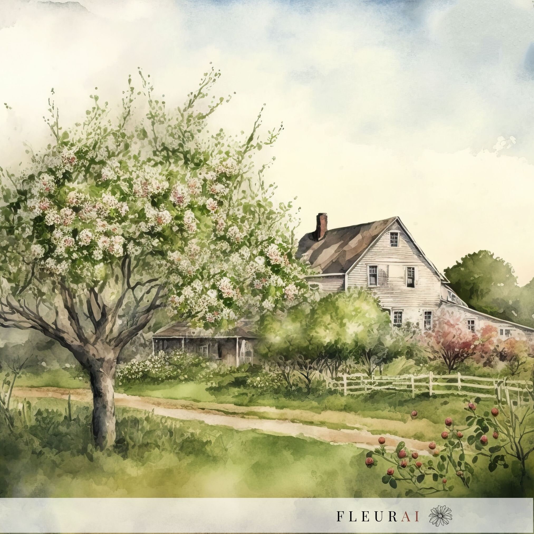 Instant Art - Farmhouse Landscape Print 239D | Farmhouse Spring Decor ...