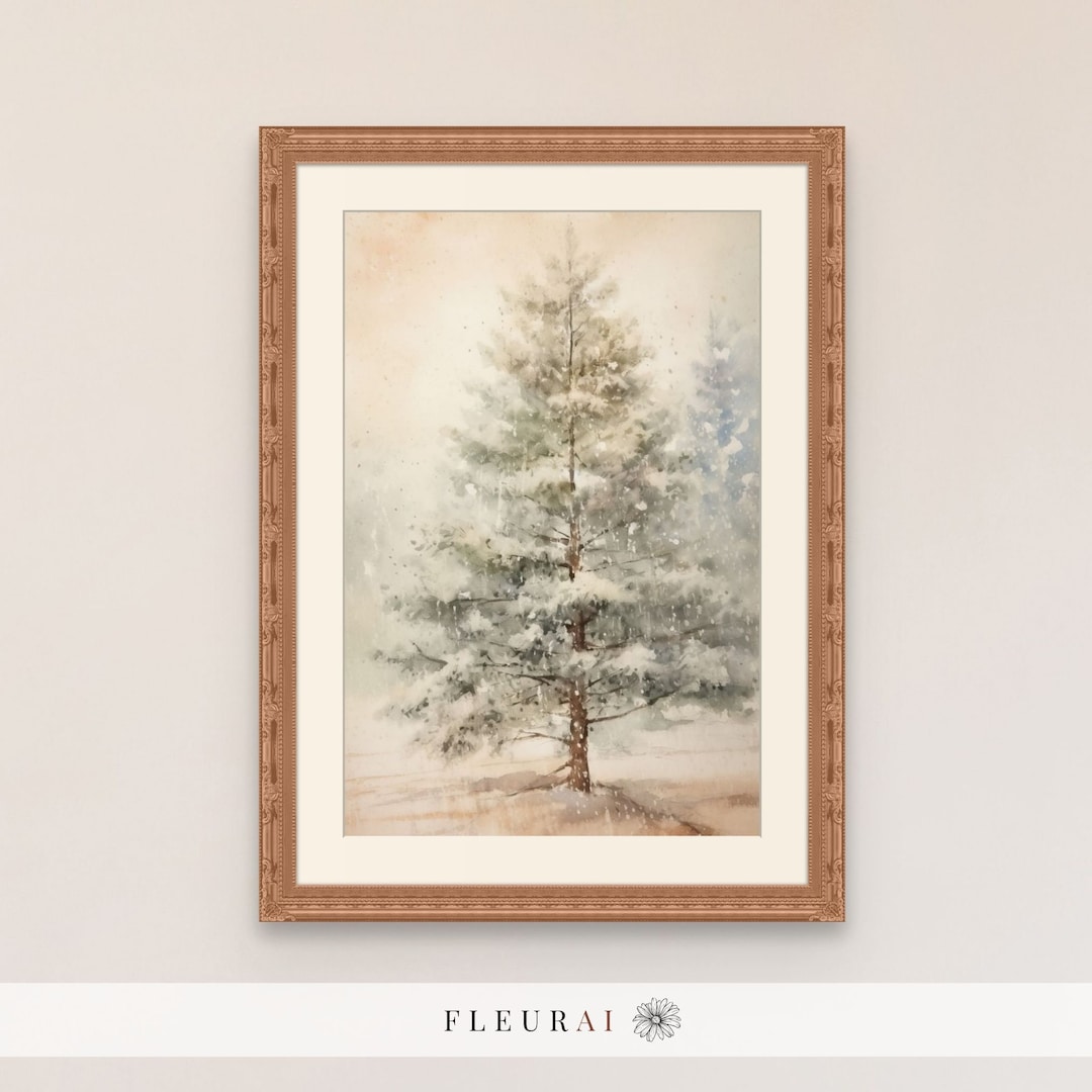 Winter Pine Tree 103123 Winter Scene Wall Art, Winter Decor Winter Wall ...