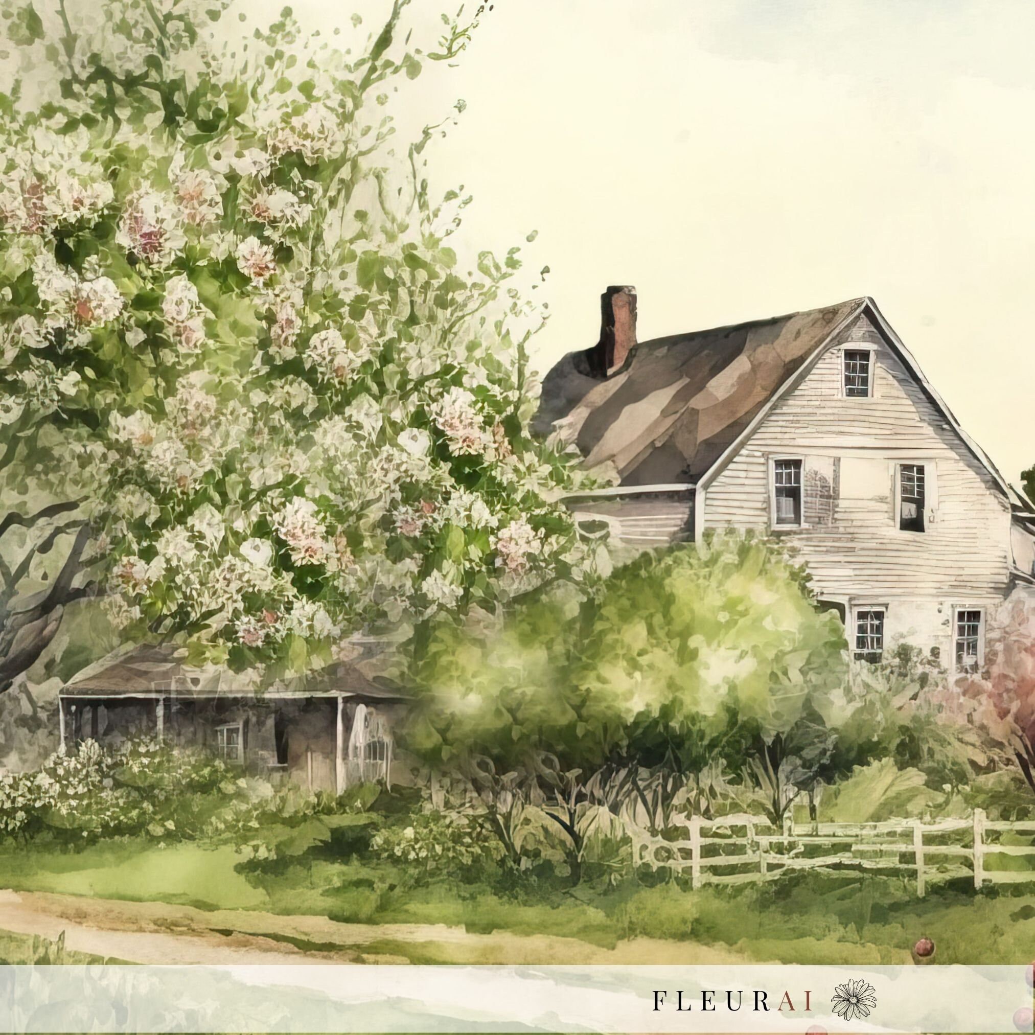 Instant Art - Farmhouse Landscape Print 239D | Farmhouse Spring Decor ...