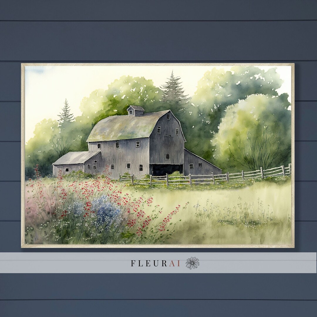 Barn Print Series 235NH | Original Vintage Barn Watercolor, Modern ...