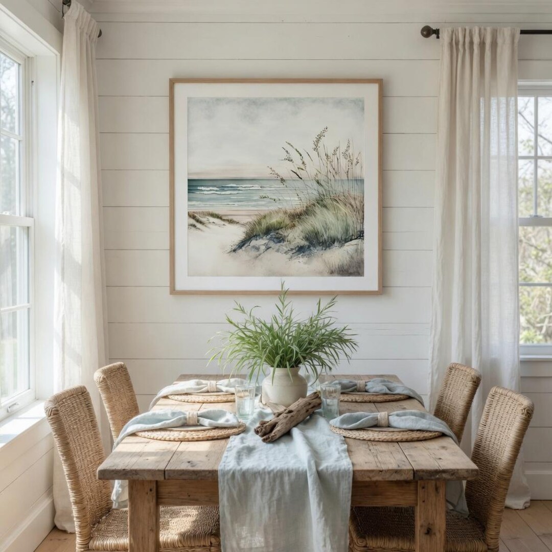 Coastal Farmhouse Beach Landscape Print | Neutral Modern Farmhouse Art ...