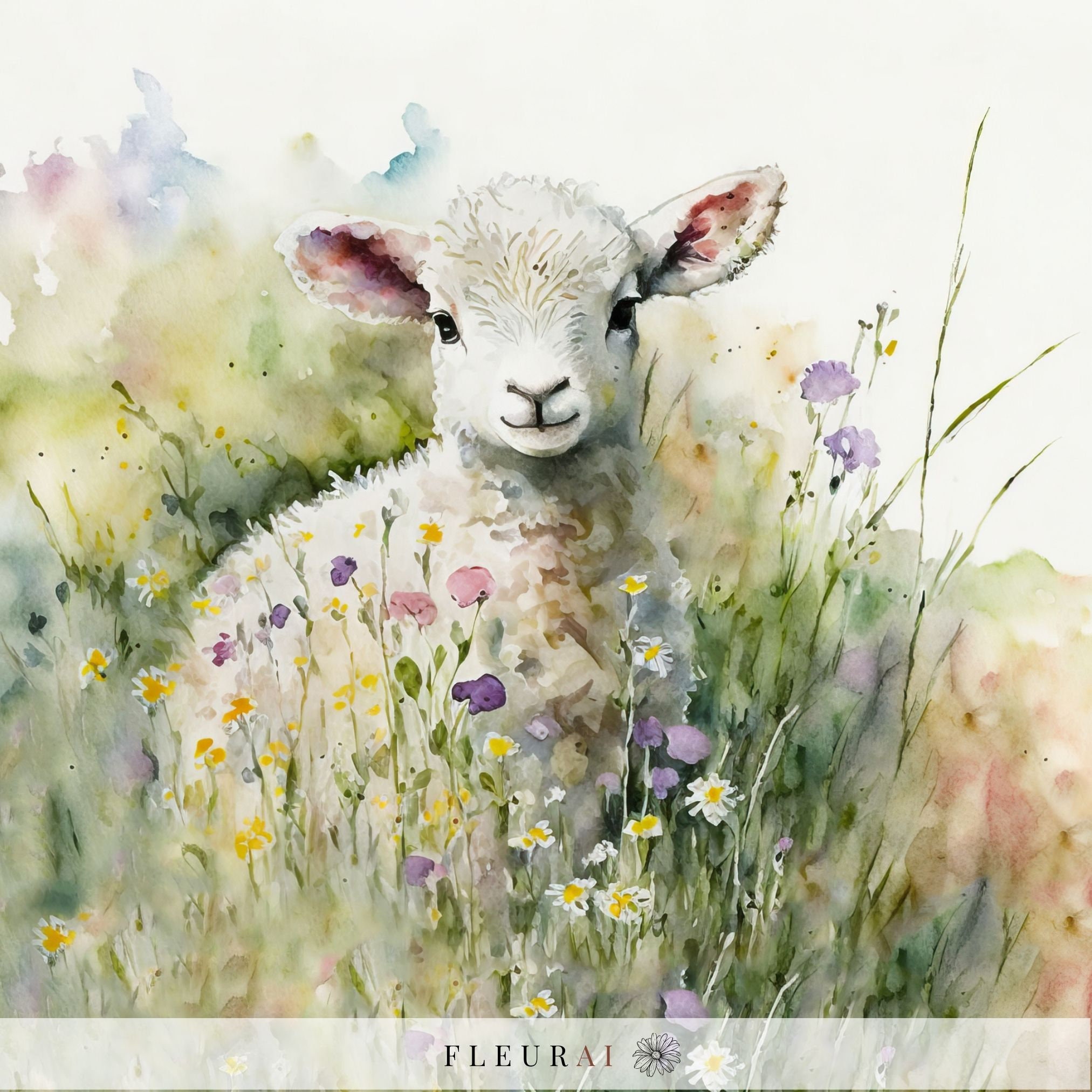Printable Art Spring Lamb Watercolor Print 231D Spring - Etsy
