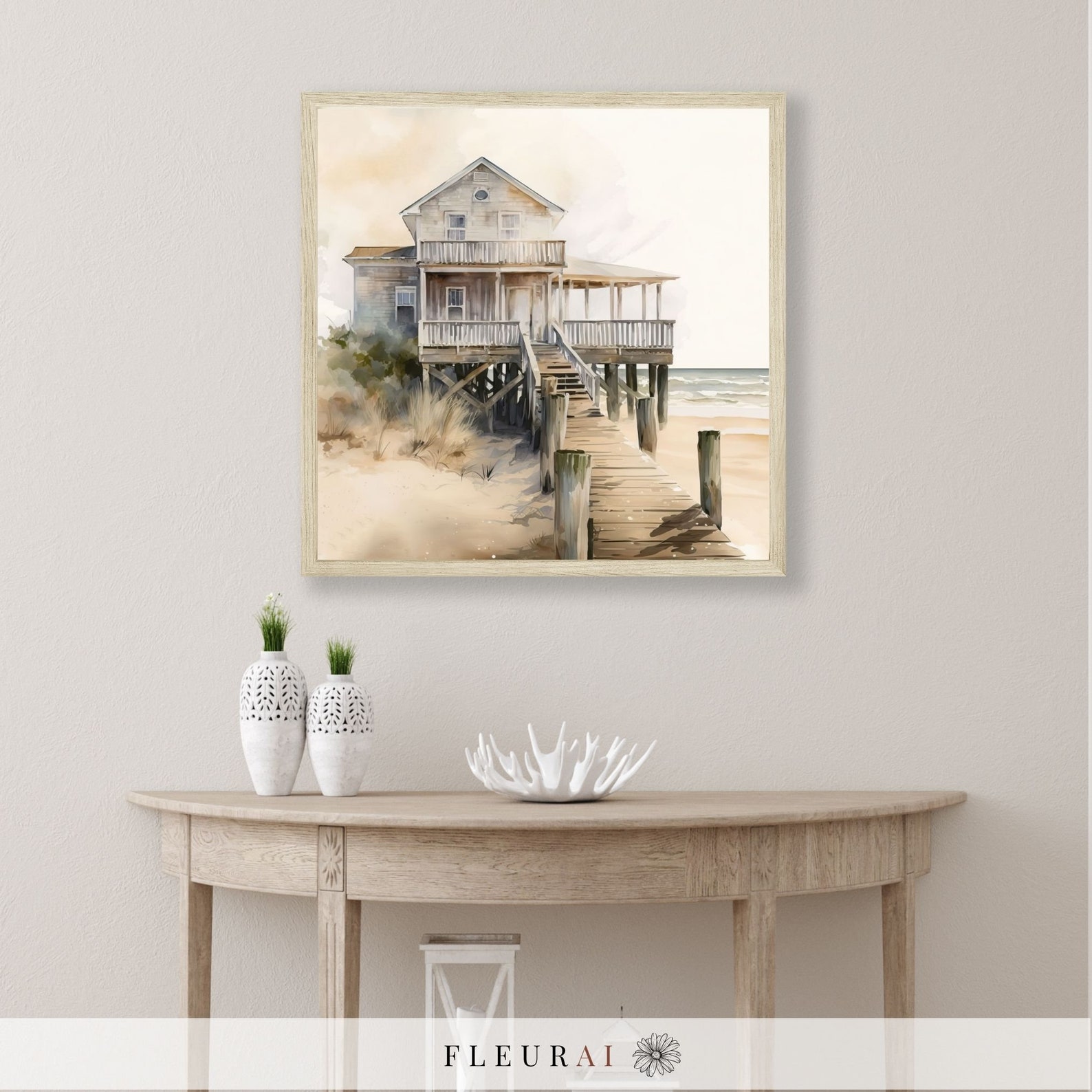Coastal Farmhouse Watercolor Print 234 | Coastal Beach Print, Vintage ...