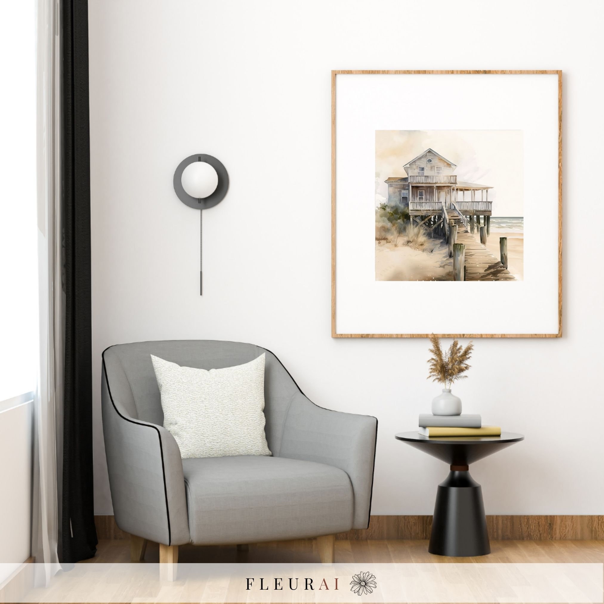 Instant Art - Coastal Farmhouse Watercolor Print 234D | Coastal Beach ...
