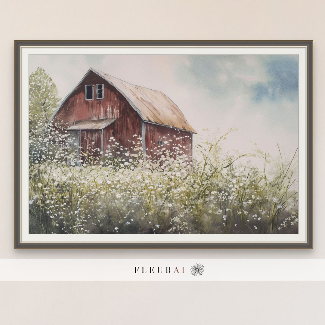 Red Barn Print 231231 Watercolor Print Watercolor Barn Barn Art Spring ...