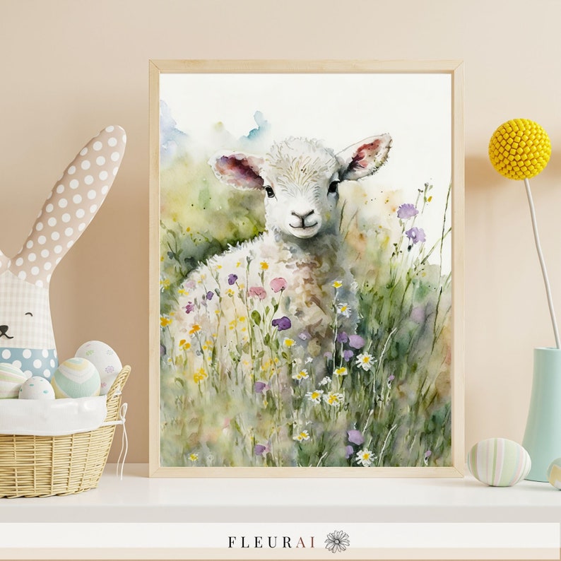 Printable Art Spring Lamb Watercolor Print 231D Spring - Etsy