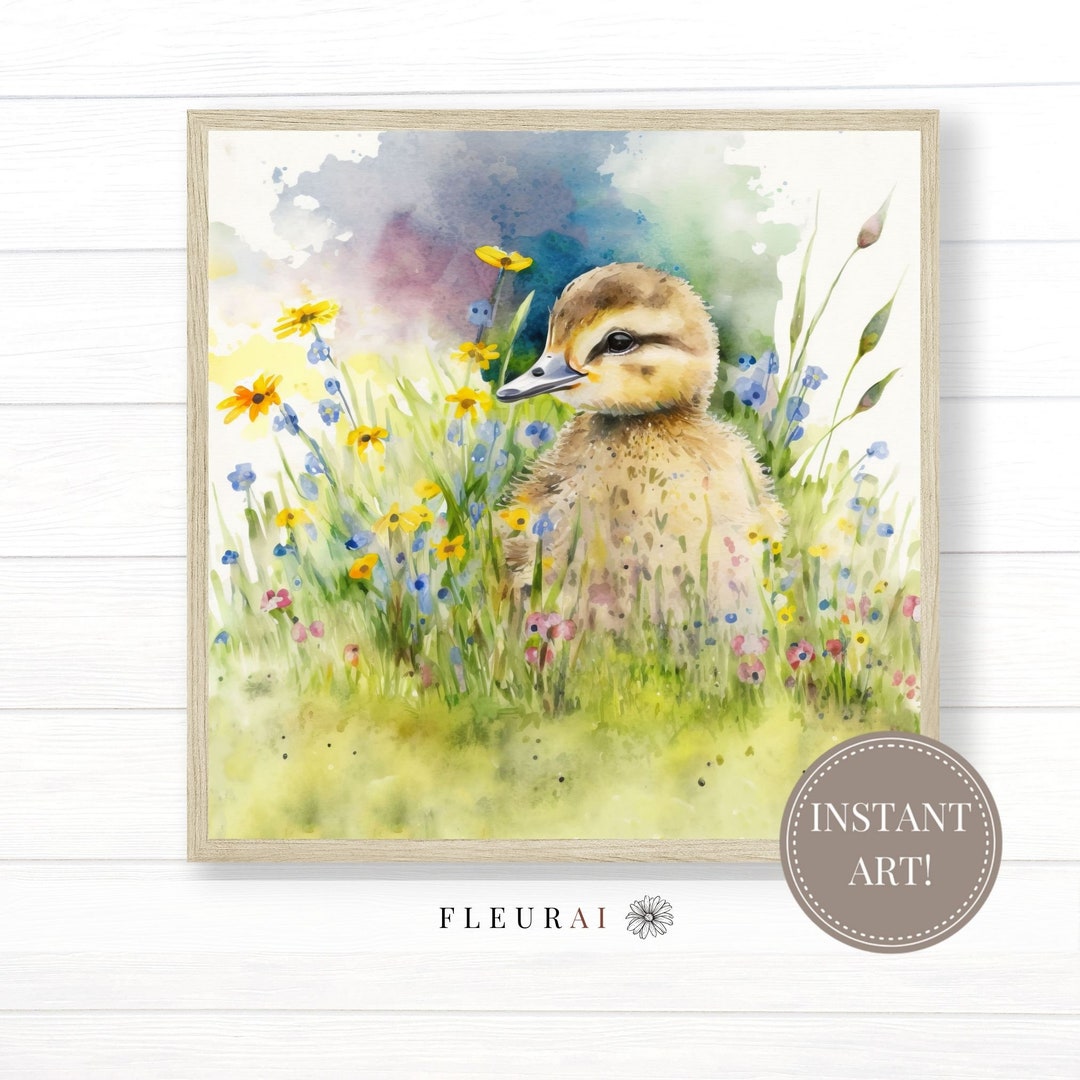Printable Art - Spring Duckling Watercolor Print 231 | Spring Wall Art ...