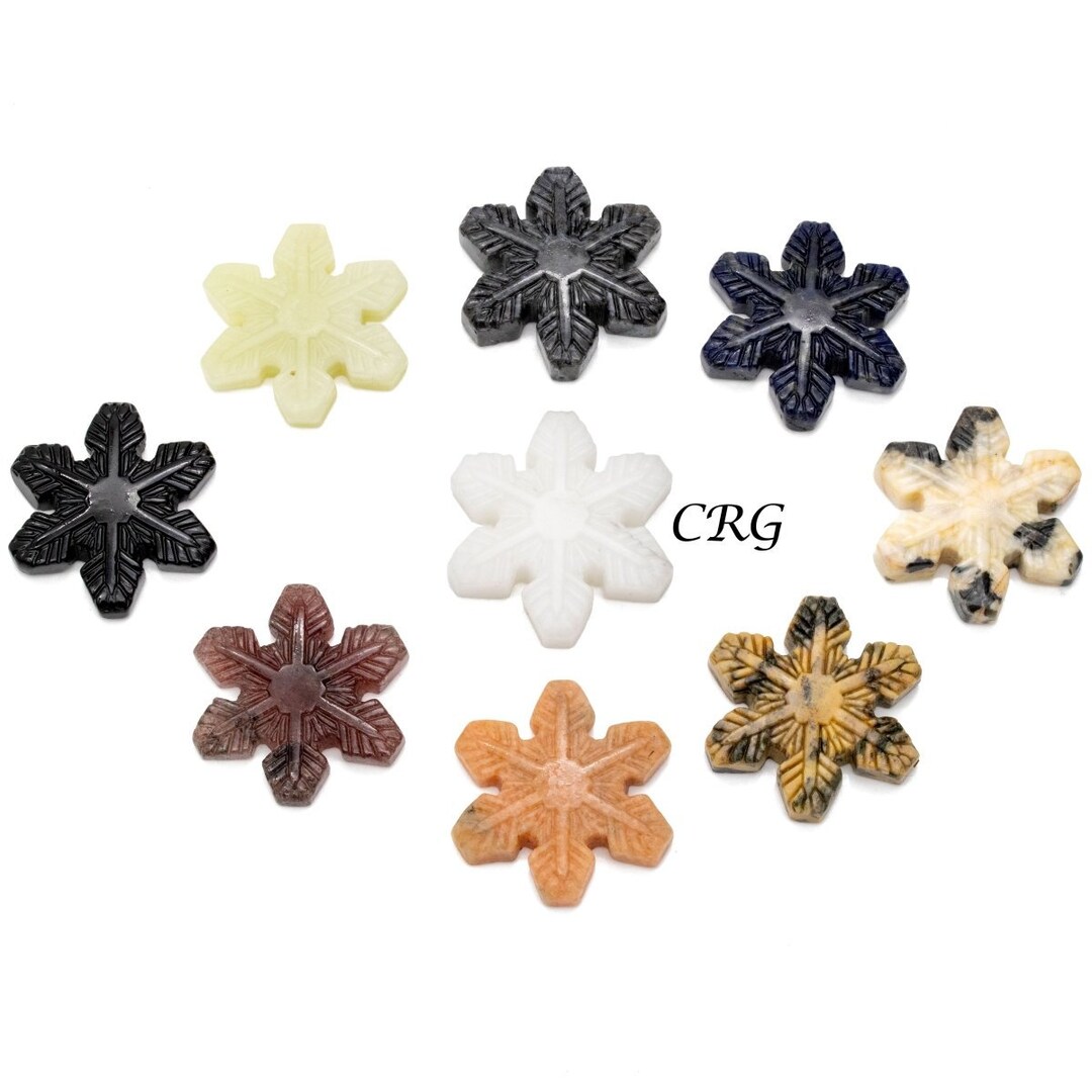 Snowflake Mixed Gemstones (4 Pieces) Size 1.5 Inches Assorted Crystal ...