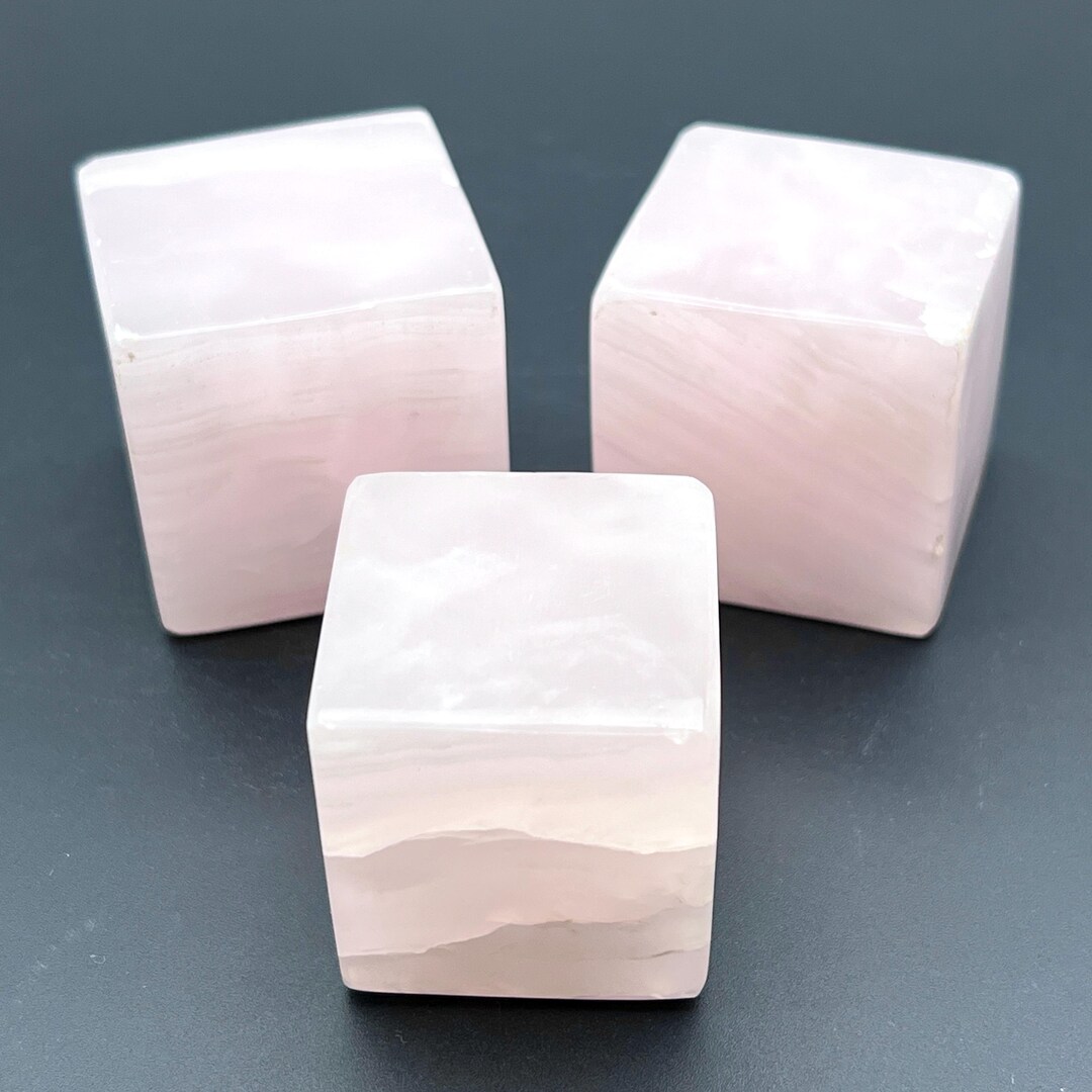 Pink Mangano Calcite Crystal Cube Carving UV Reactive Gemstone Home ...