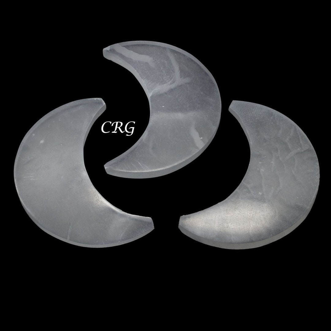 Selenite Crescent Moon Plate (1 Piece) Size 14 Cm Crystal Gemstone Slab ...