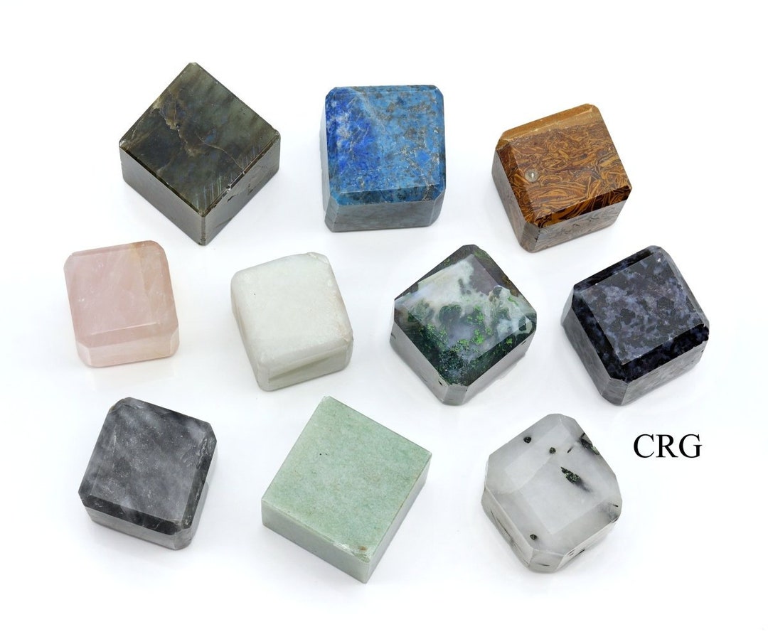 Assorted Gemstone Cubes – 25 to 40 Millimeter Hand-carved Crystal ...