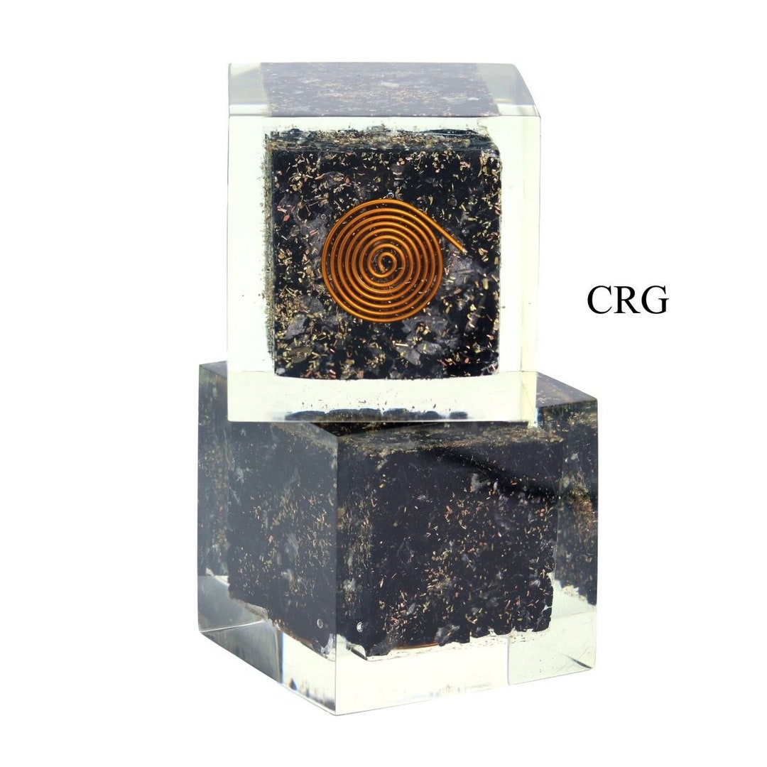Black Tourmaline Orgonite Cube (1 Piece) Size 2 by 2 Inches Polished ...