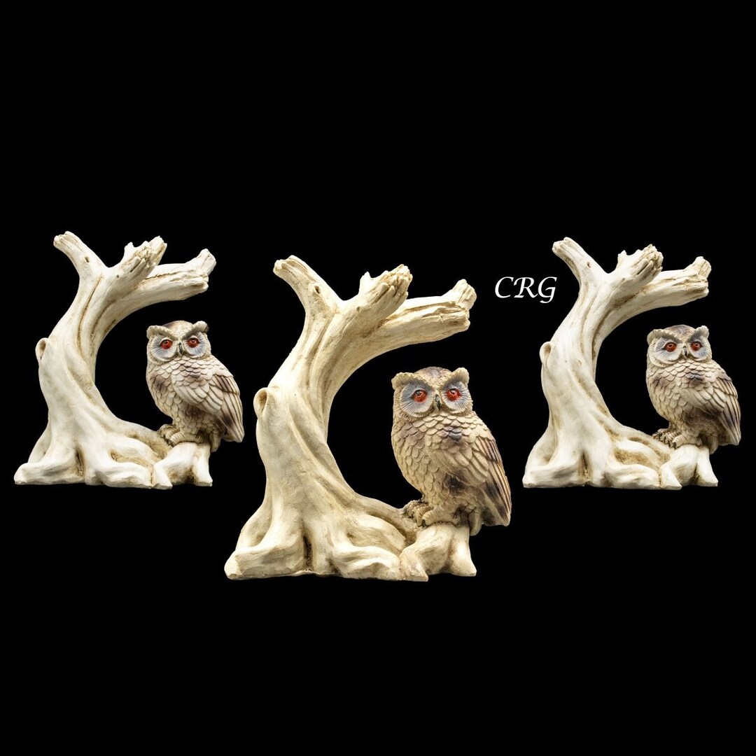 White Owl and Branch Sphere Holder Stand 1 Piece Size 4.5 Inches ...