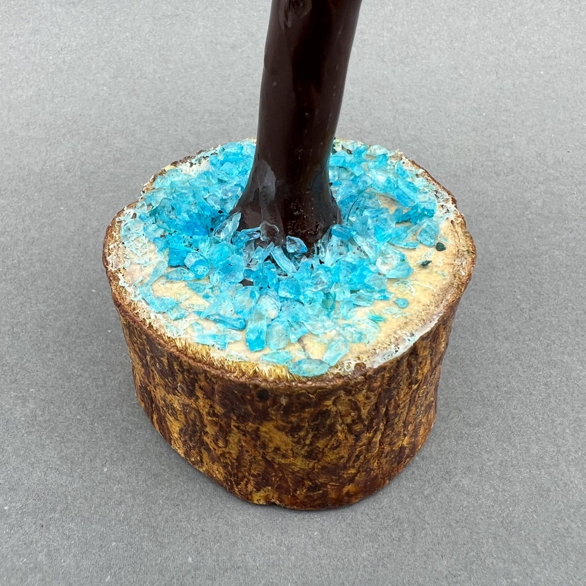 Blue Topaz 300 Chip Tree With Wood Base and Silver Wire (1 Piece) Size ...