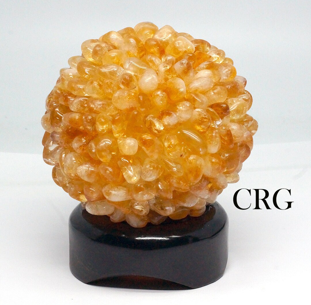 Tumbled Citrine Lamp on Wood Base / Cord & Bulb Included - Etsy