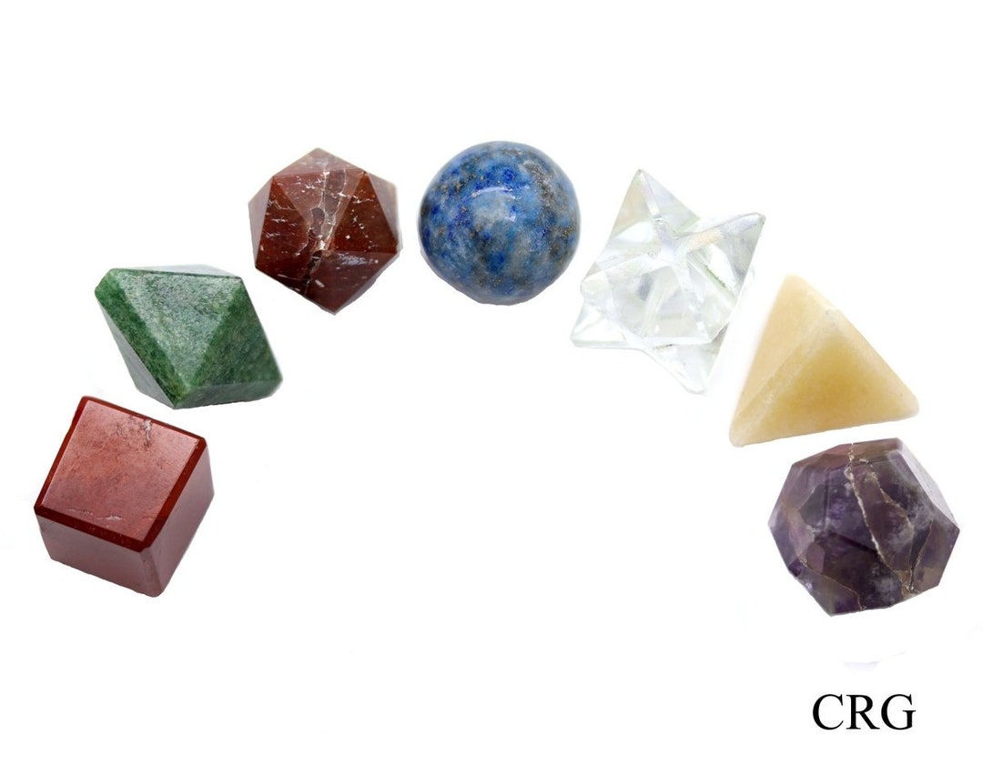 7 Stone Platonic Solid Geometry Set 7 Pieces Size 12 to 16 Mm Small ...
