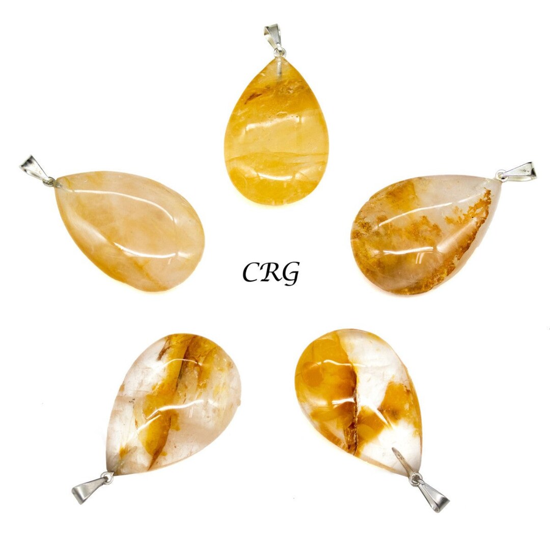 Golden Healer Quartz Drop Pendants With Silver Bail Quartz Gold 25 Mm ...