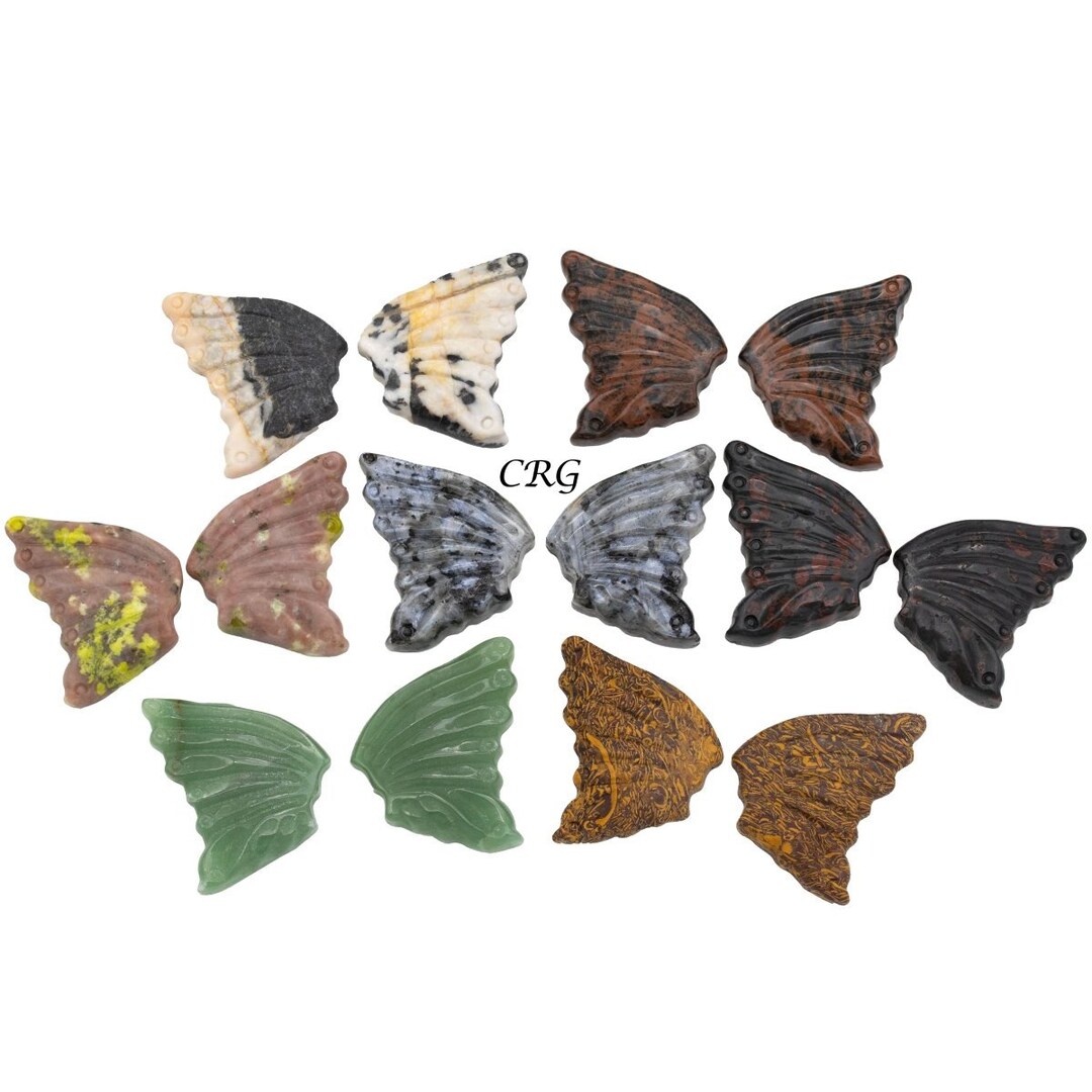 Assorted Gemstone Wing Pairs (8 Pieces) Size 5 Cm Mixed Crystal Wing ...