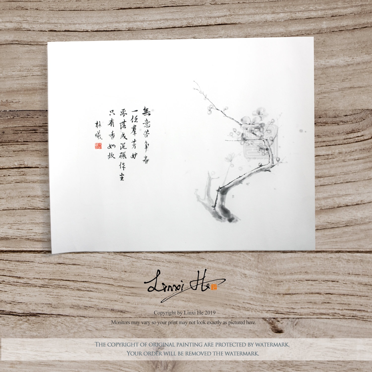 Cherry Blossom Ink Painting/original Chinese - Etsy