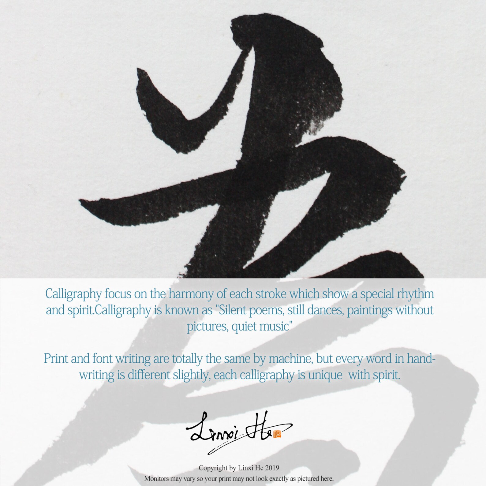 Chinese Calligraphy/characterwu-wei 無為,original Handwritten Calligraphy ...