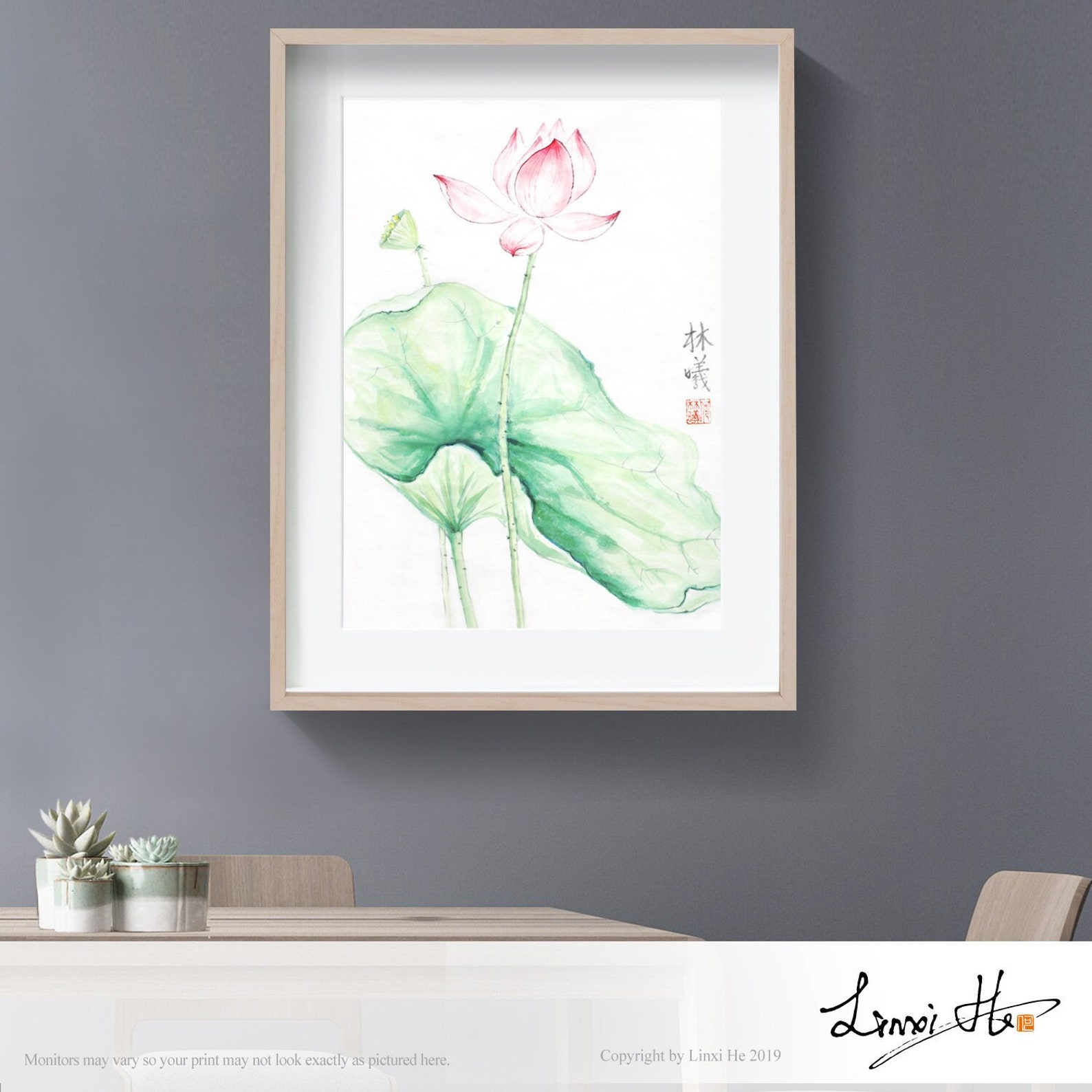 Original Lotus Watercolor Flower Ink Painting/chinese - Etsy