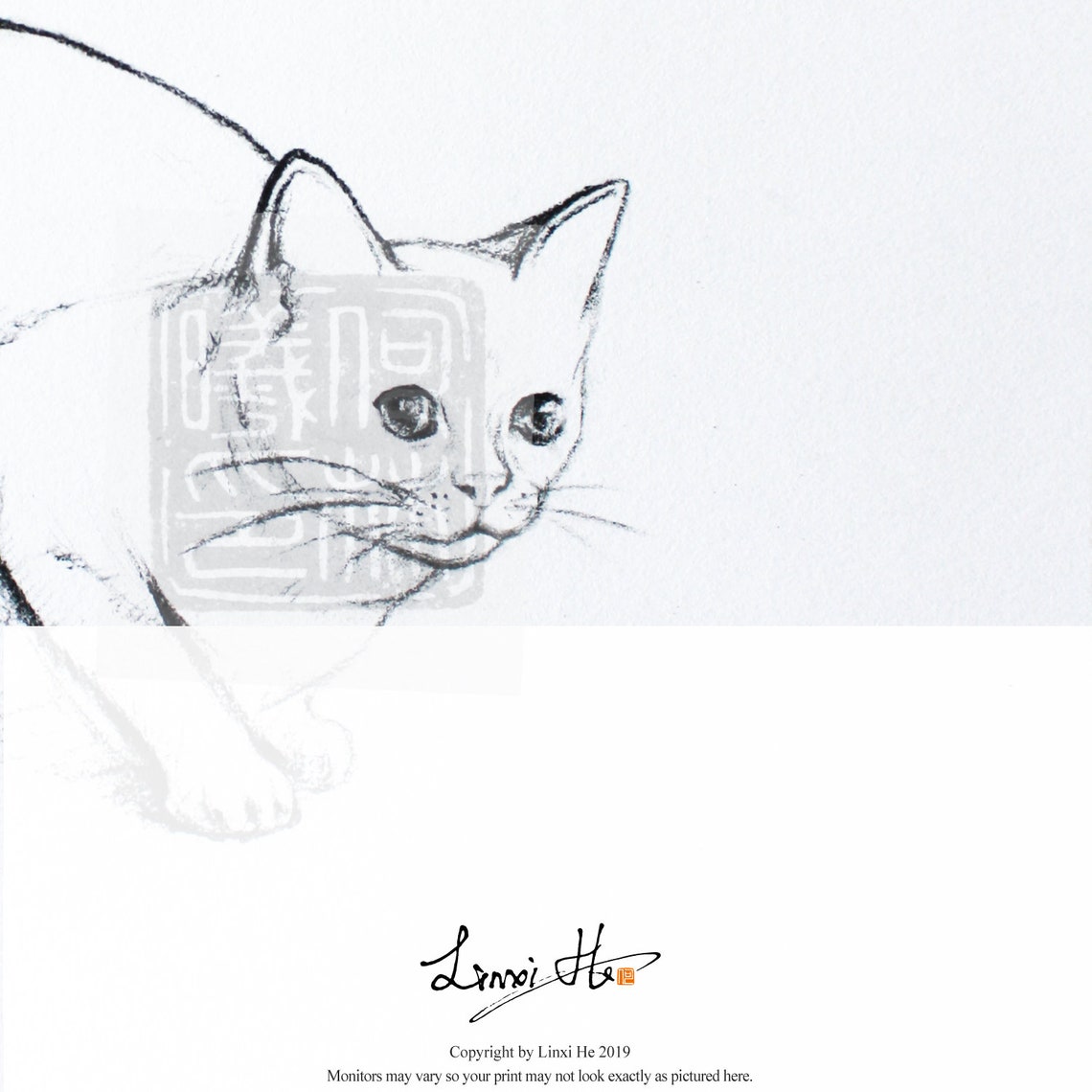 Cat Sketch Original Movement Animalanimal Drawingcharcoal - Etsy