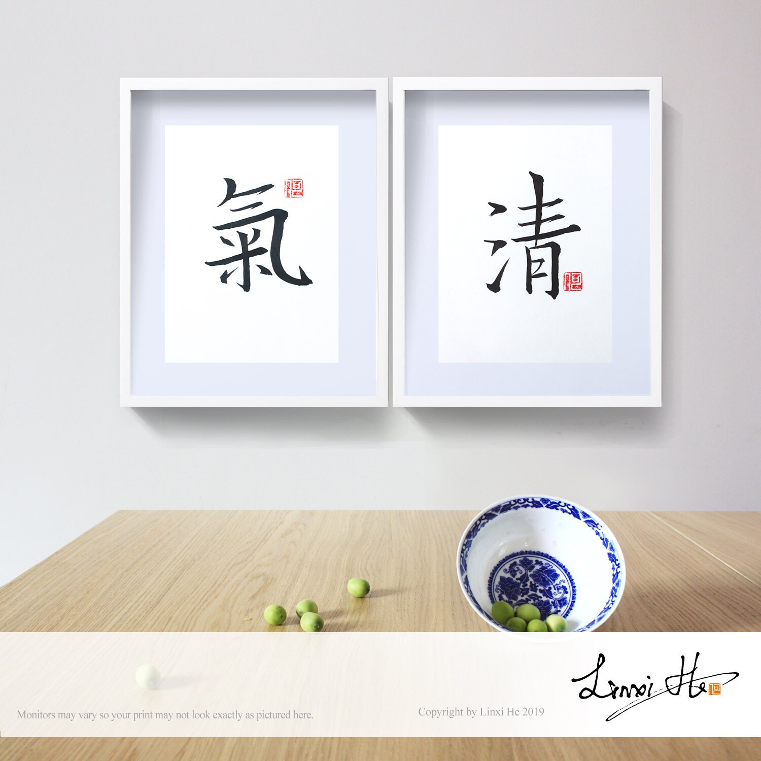 Original Set Chinese Calligraphy/characterqing Qi,handwritten ...