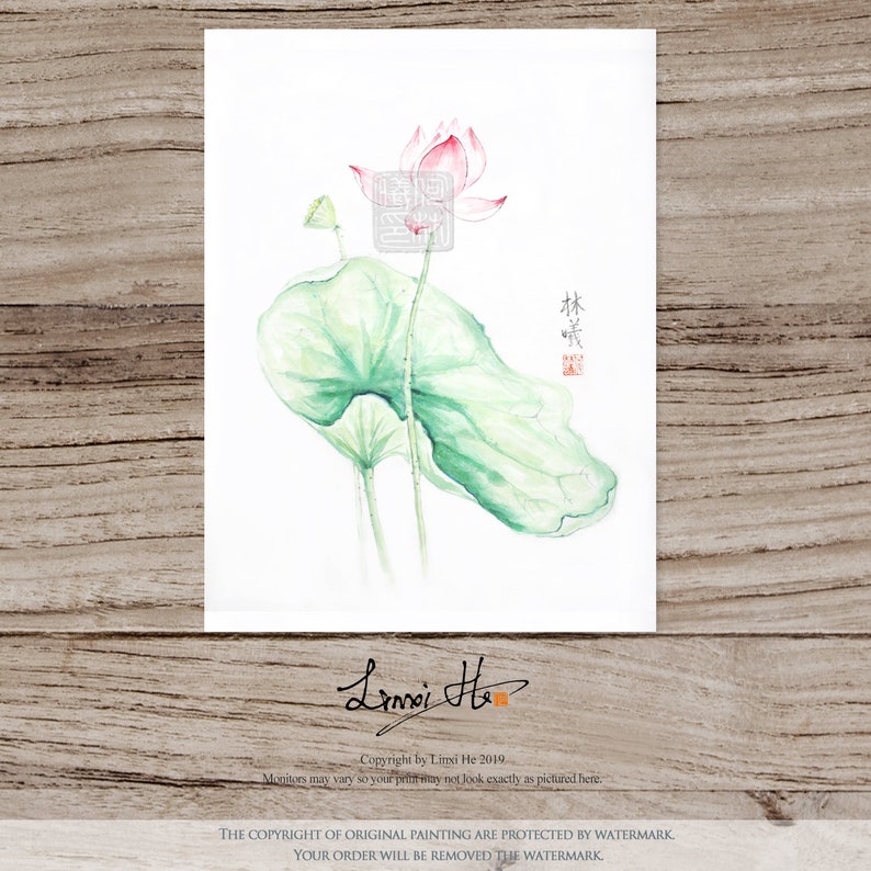 Original Lotus Watercolor Flower Ink Painting/chinese - Etsy
