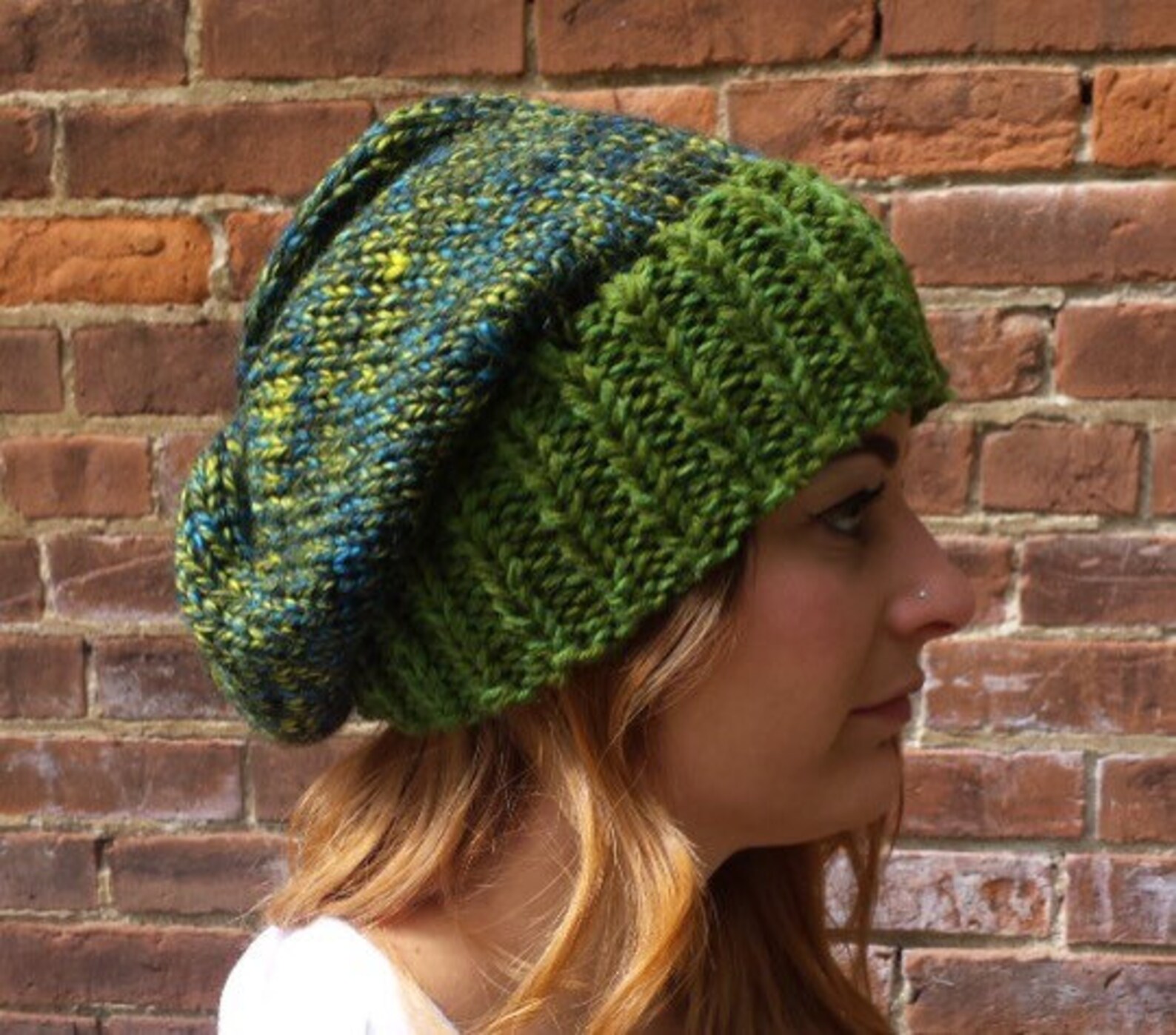 Green Slouchy Hat -- Slouchy Beanie - Knit Hat - Women's Hat - Men's ...