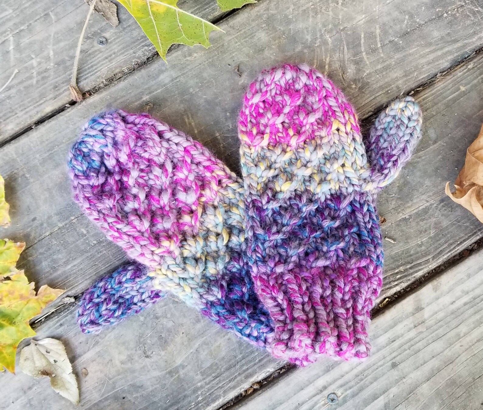 Purple Knit Mittens - Hand Knit Mittens - Mittens - Women's Accessories ...