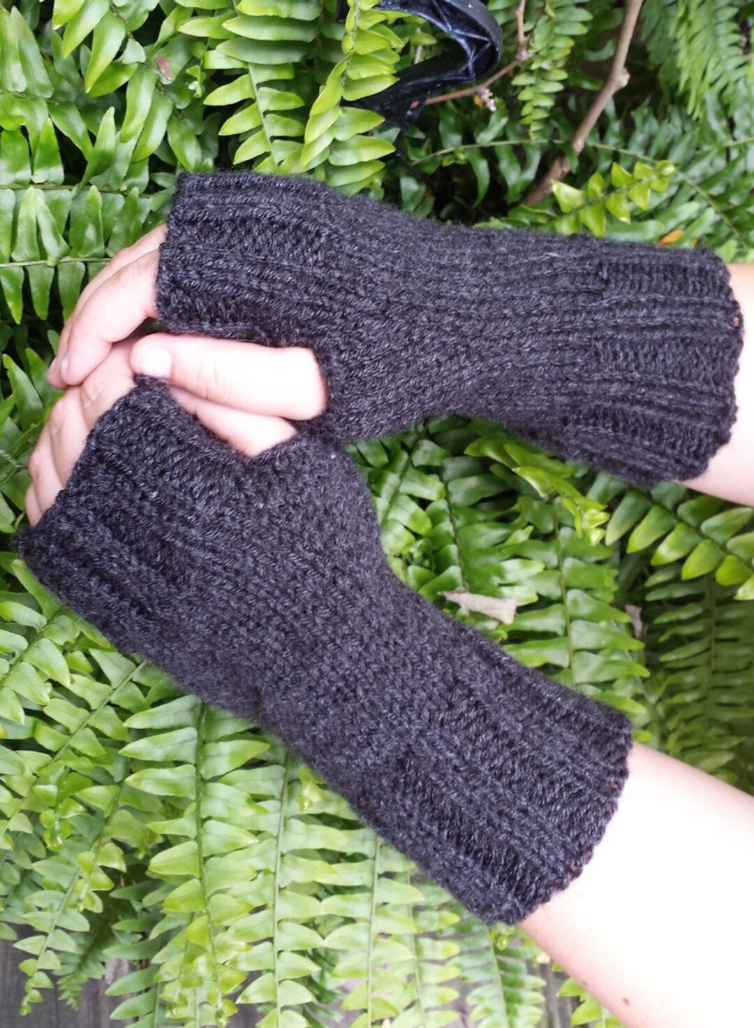 Outlander Inspired Knit Fingerless Gloves - Black Fingerless Gloves ...
