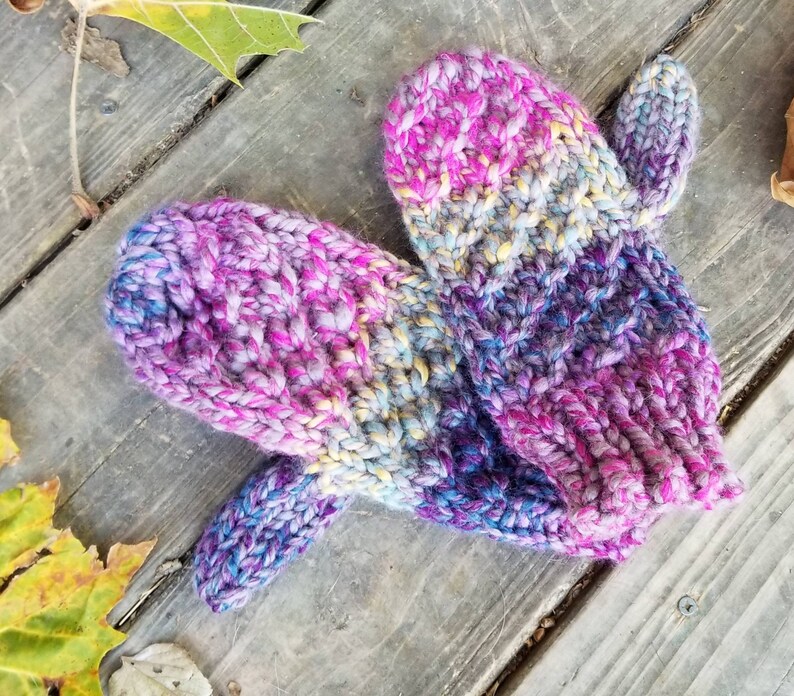 Purple Knit Mittens Hand Knit Mittens Mittens Women's Accessories - Etsy