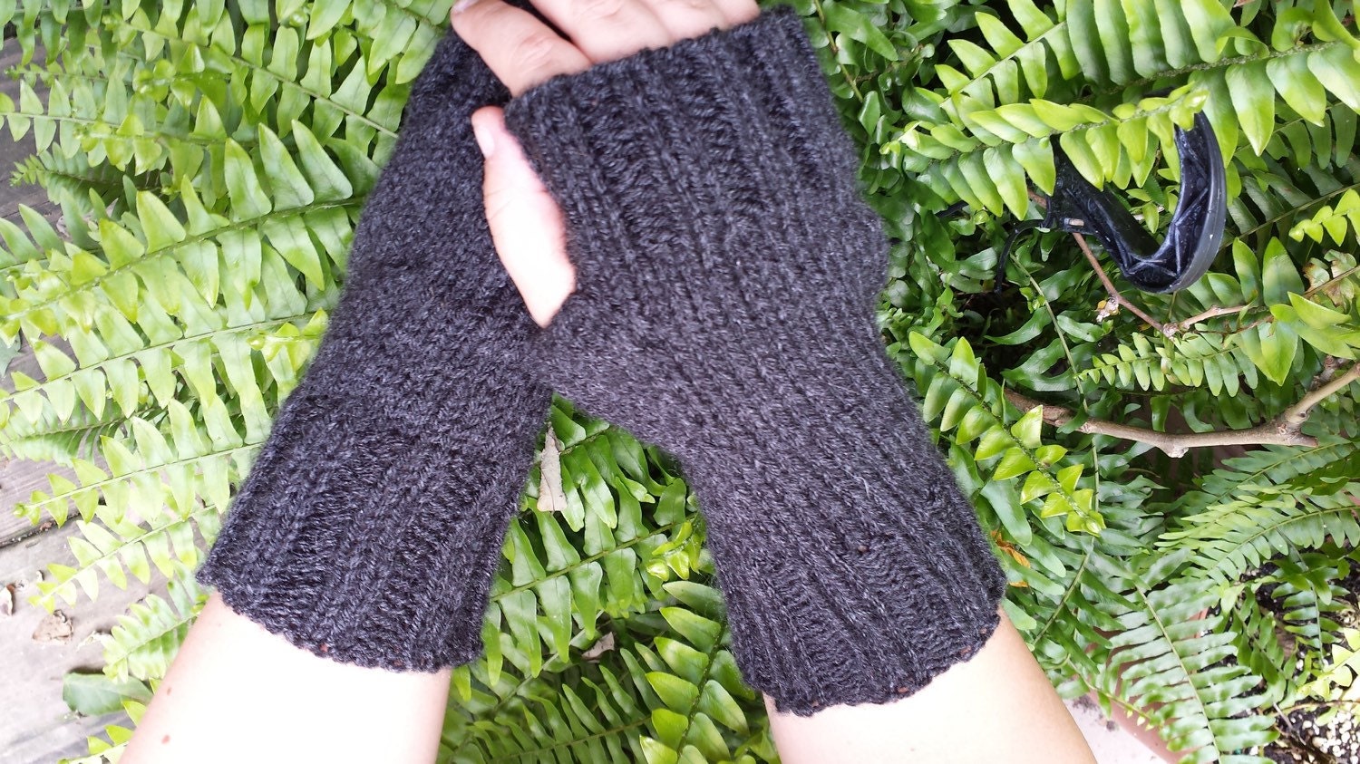 Outlander Inspired Knit Fingerless Gloves Black Fingerless - Etsy