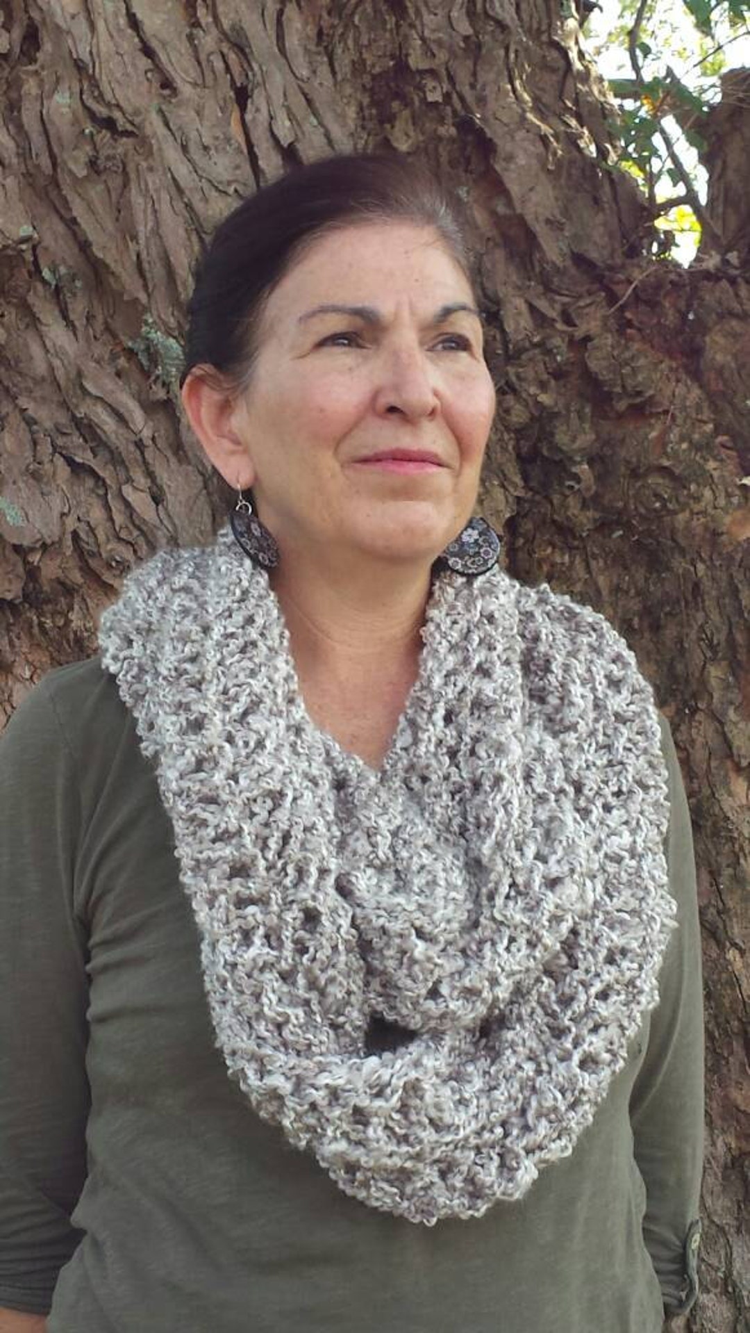 Silver Knit Cowl Scarf Silver Knit Circle Scarf Infinity Scarf Silver ...