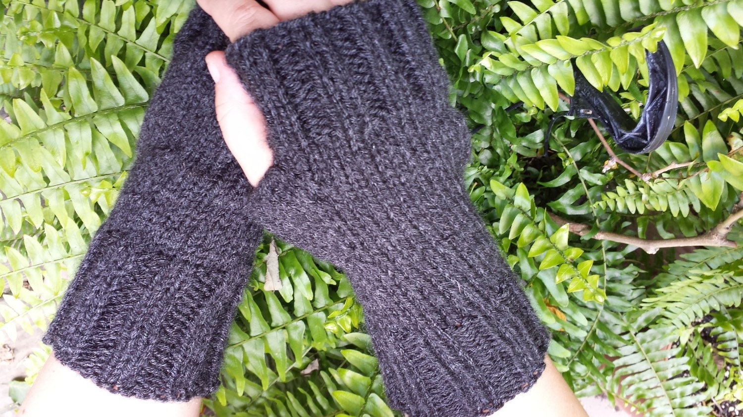 Outlander Inspired Knit Fingerless Gloves Black Fingerless - Etsy