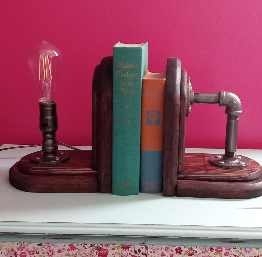 Steampunk Lamp Bookends, Steampunk Decor, Bookcase, Lamp, Desk Office ...