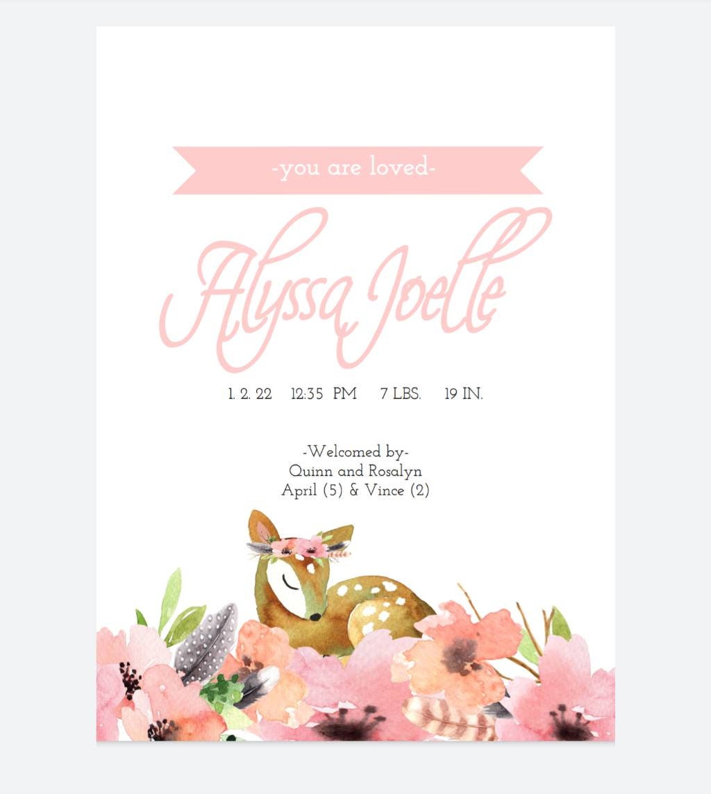 BIRTH ANNOUNCEMENT, Birth Stats Card, Modern Baby Announcement - Etsy