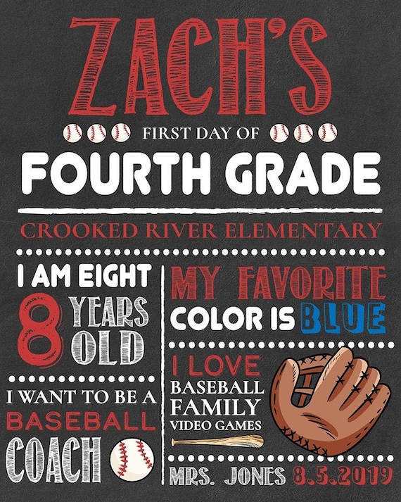 POSTER First Day of School Sign/poster Ball Sign Baseball | Etsy
