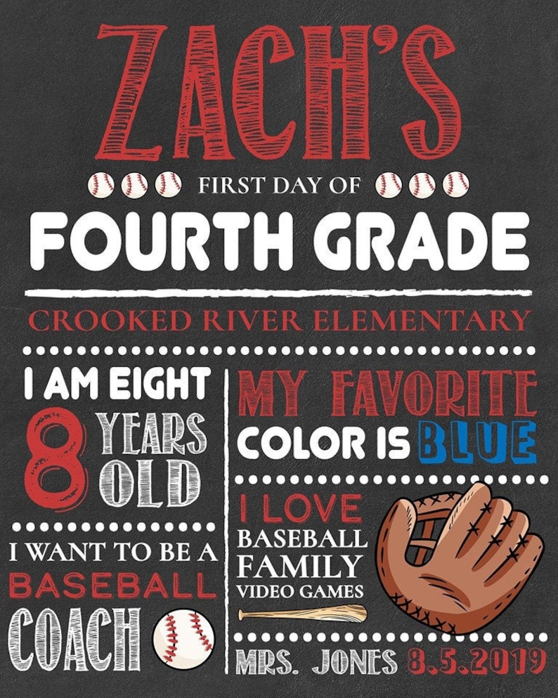 POSTER First Day of School Sign/poster Ball Sign Baseball - Etsy