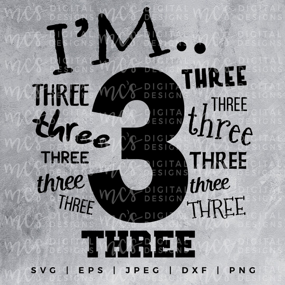 DIGITAL DOWNLOAD; Third Birthday Svg, I'm Three, Three, Third Birthday ...
