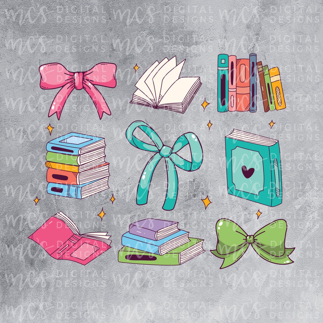 DIGITAL DOWNLOAD; Books and Coquette Bows, Lover of Books, Cute Book ...