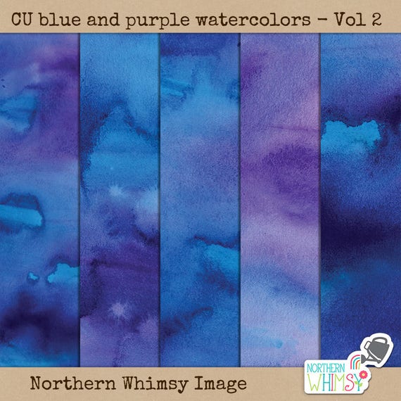 Watercolor Digital Paper Dark Blue & Purple Hand Painted - Etsy