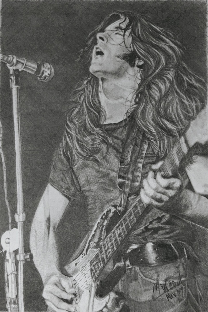 Rory Gallagher II hand drawn pencil artwork drawing | Etsy