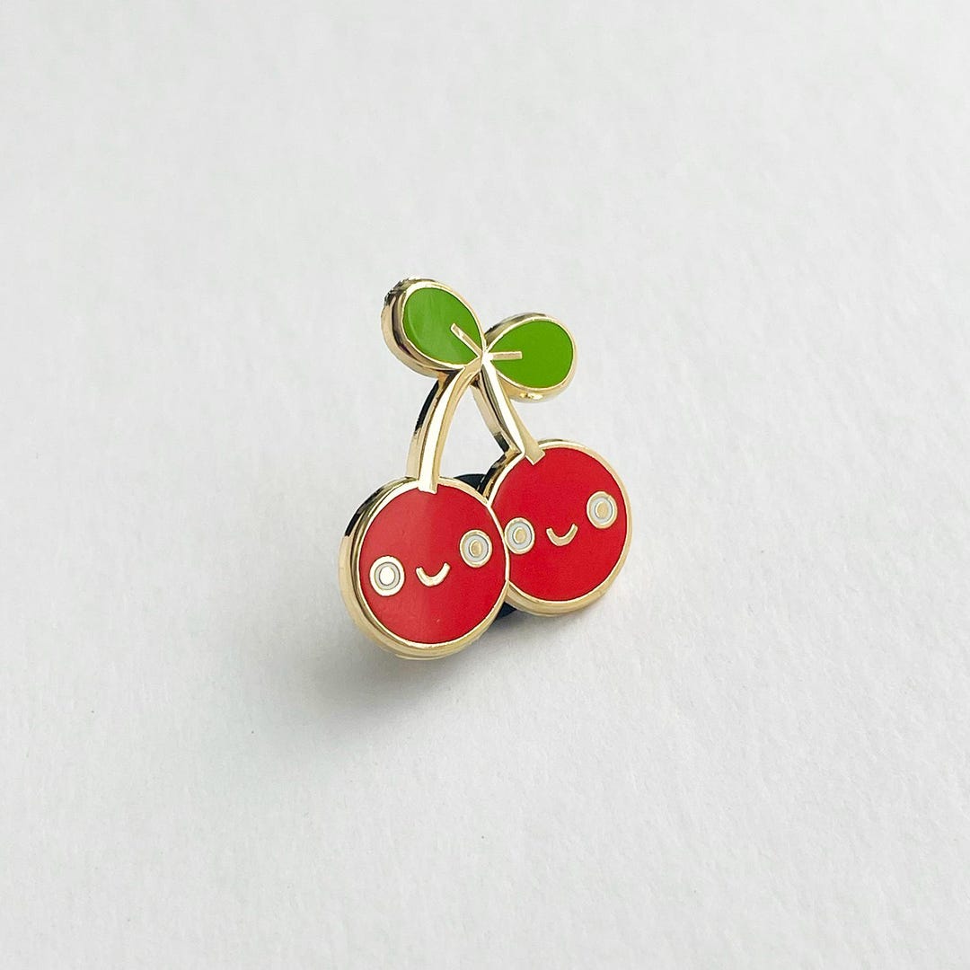 Cherry Enamel Pin, Hard Enamel, Board Filler Pins, Gifts for Girls ...