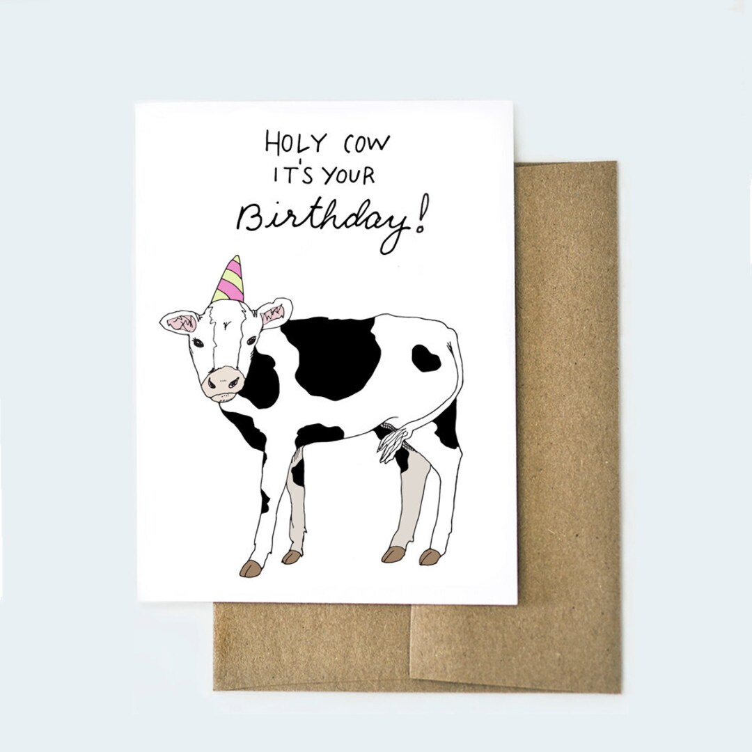 Punny Cow Birthday Card: Party Animal Greeting - Etsy