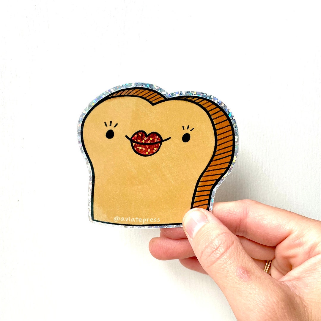 Cute Bread Sticker, Gluten Lover Sticker, Glitter Stickers, Water ...