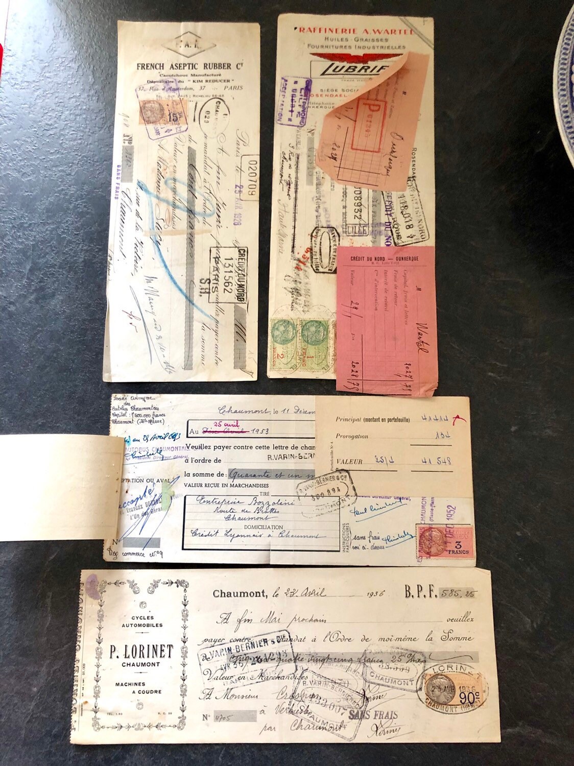 15 French Cashier's Checks and Invoices on the Theme of Cars and ...