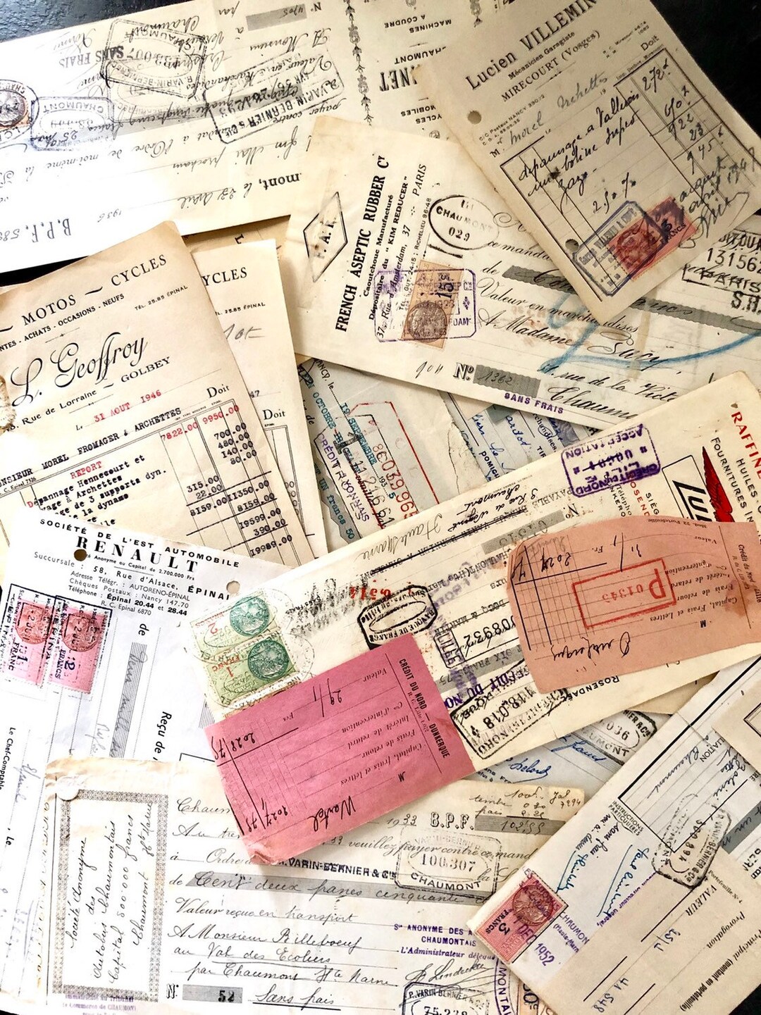 15 French Cashier's Checks and Invoices on the Theme of Cars and ...