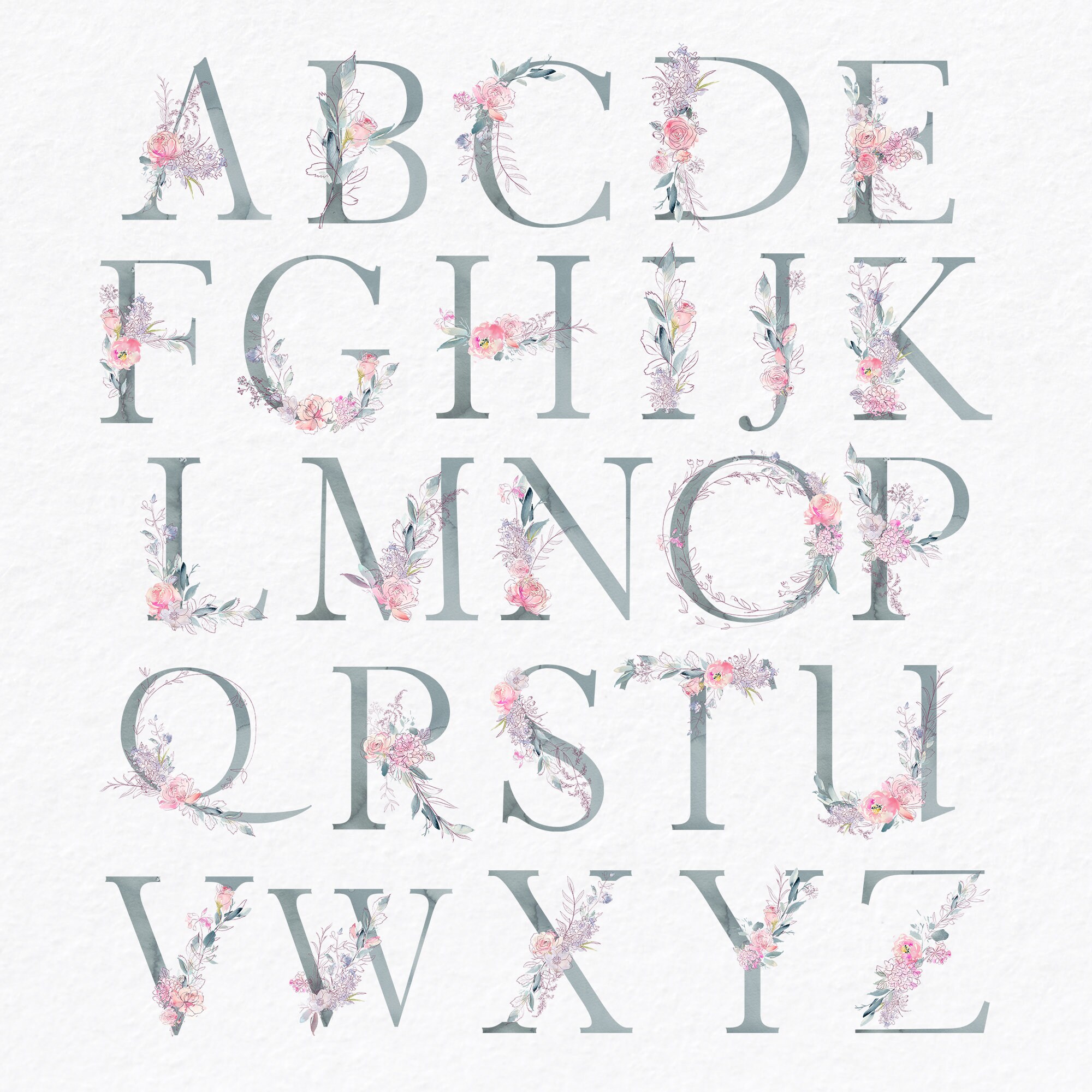 Floral Initial Print Personalised Letter Print First Name | Etsy UK