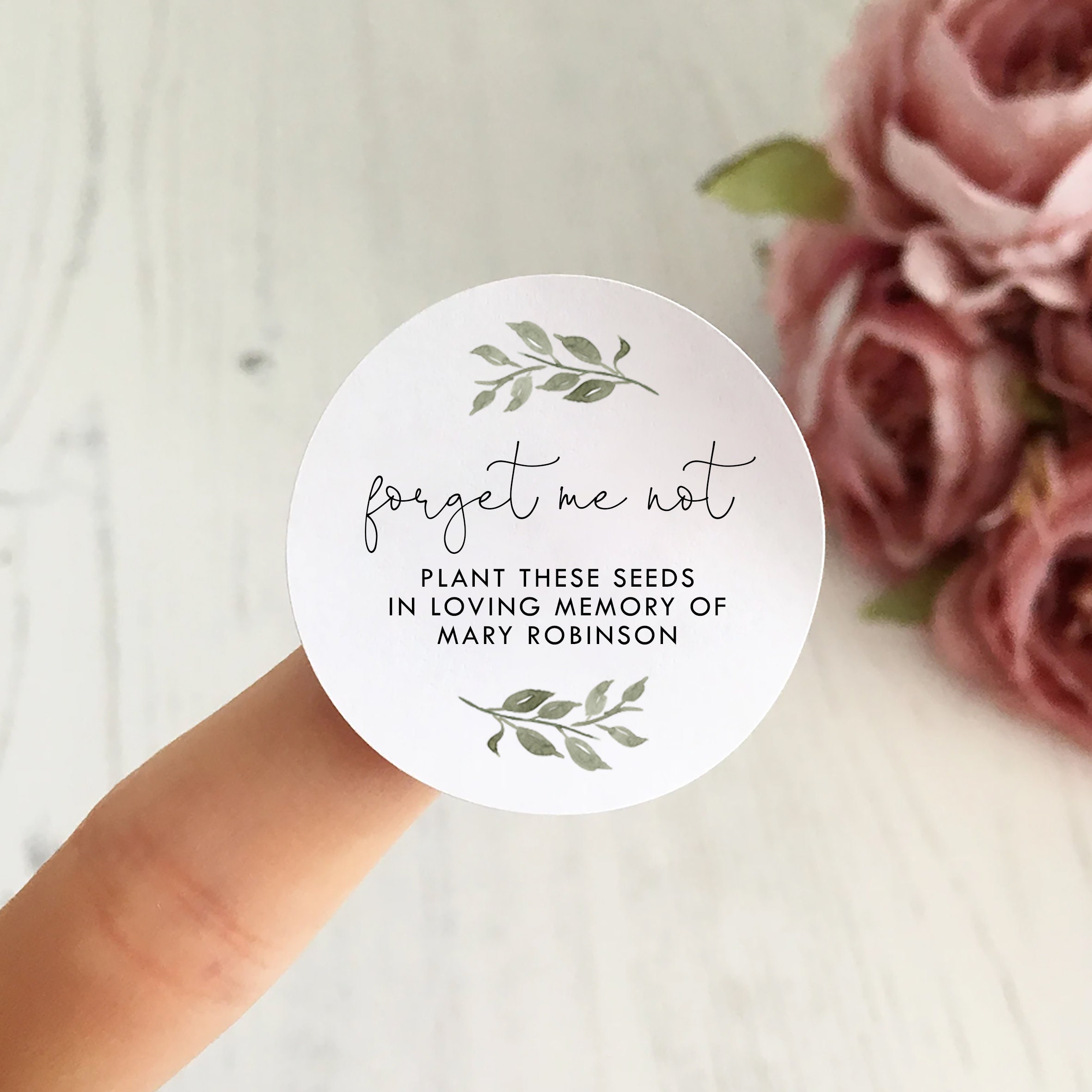 Forget Me Not - PERSONALISED Stickers // Memorial Stickers, Natural ...